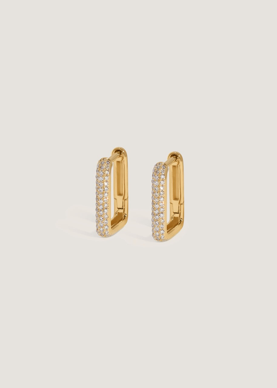 Simona Rectangle Huggie Earrings Diamond | Kinn Studio