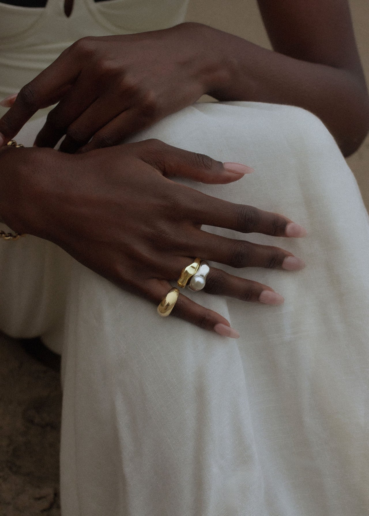 Edith Pearl Ring Stack Gold & Silver - Kinn