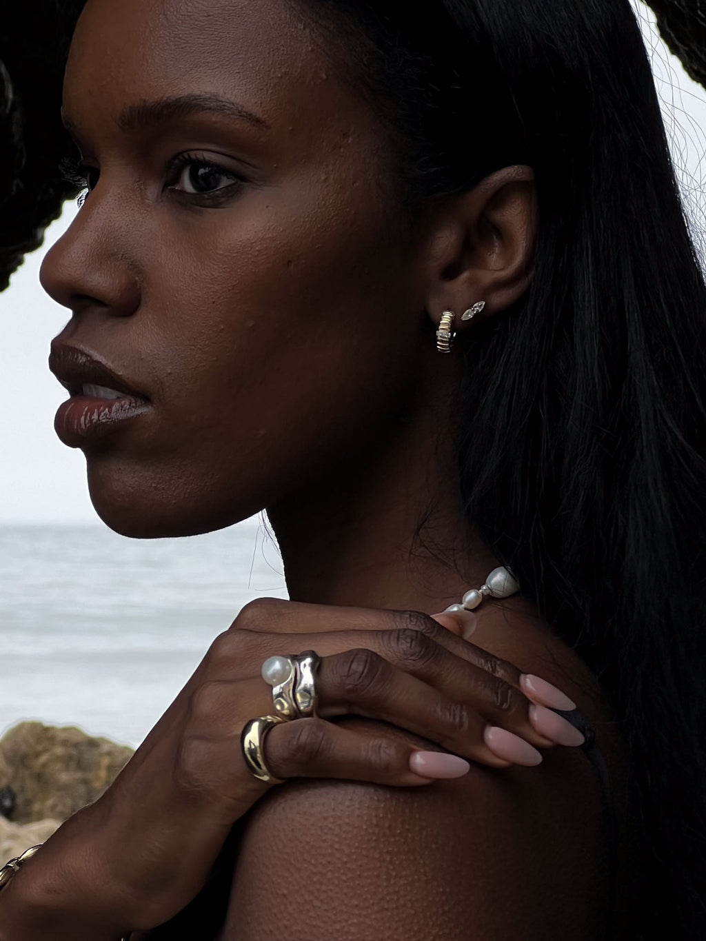 Edith Pearl Ring Stack Silver - Kinn