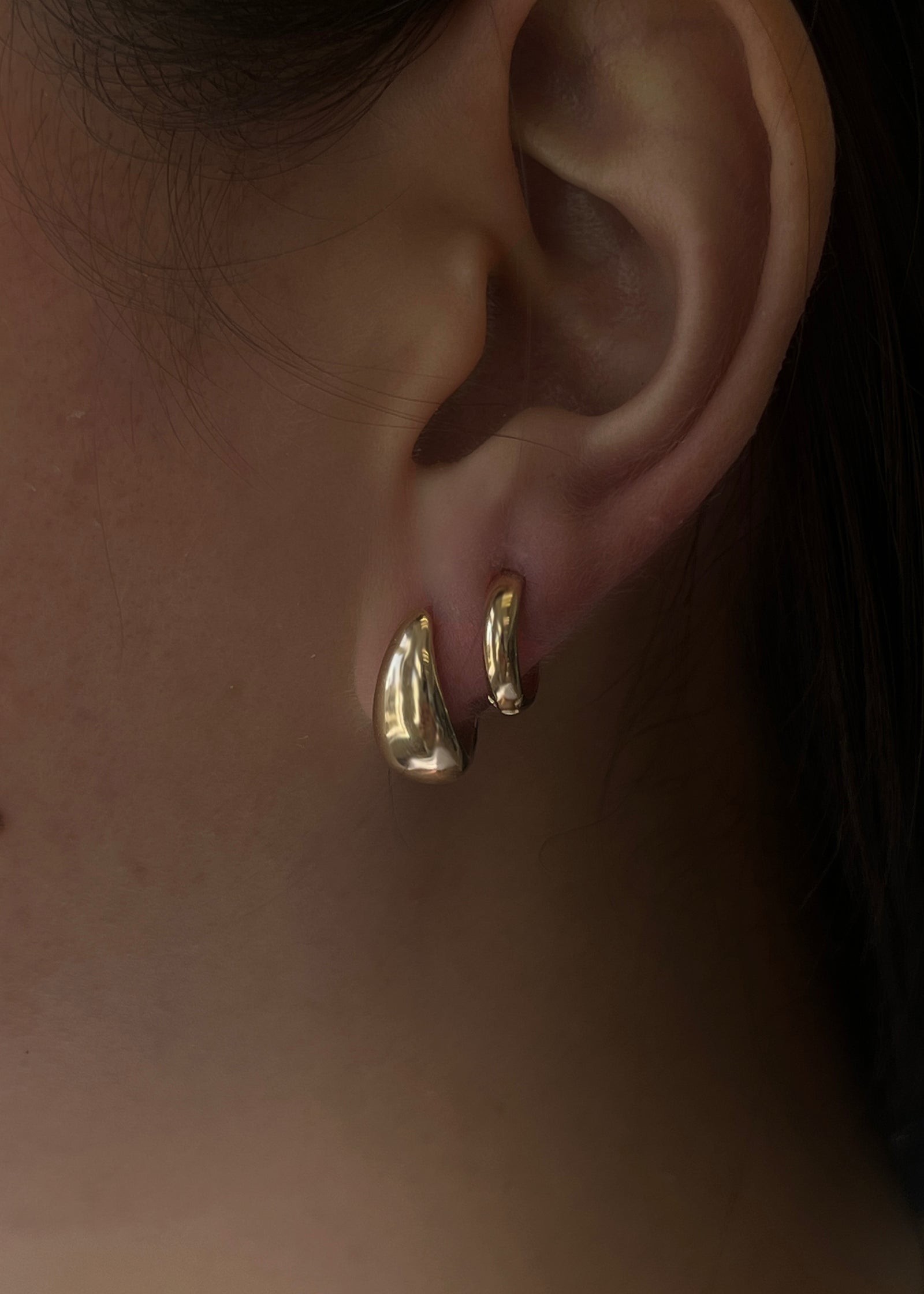 Teardrop Hoop & Classic Huggie Earring Stack