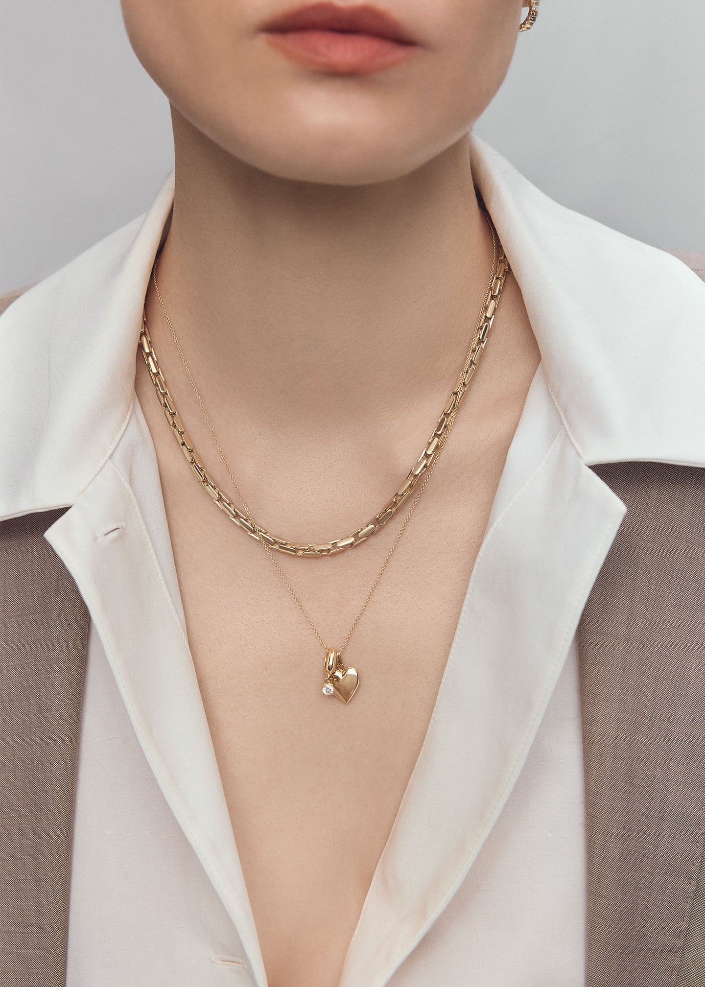 Maison Heart Locket Necklace & Milestone Drop Charm Stack - Kinn