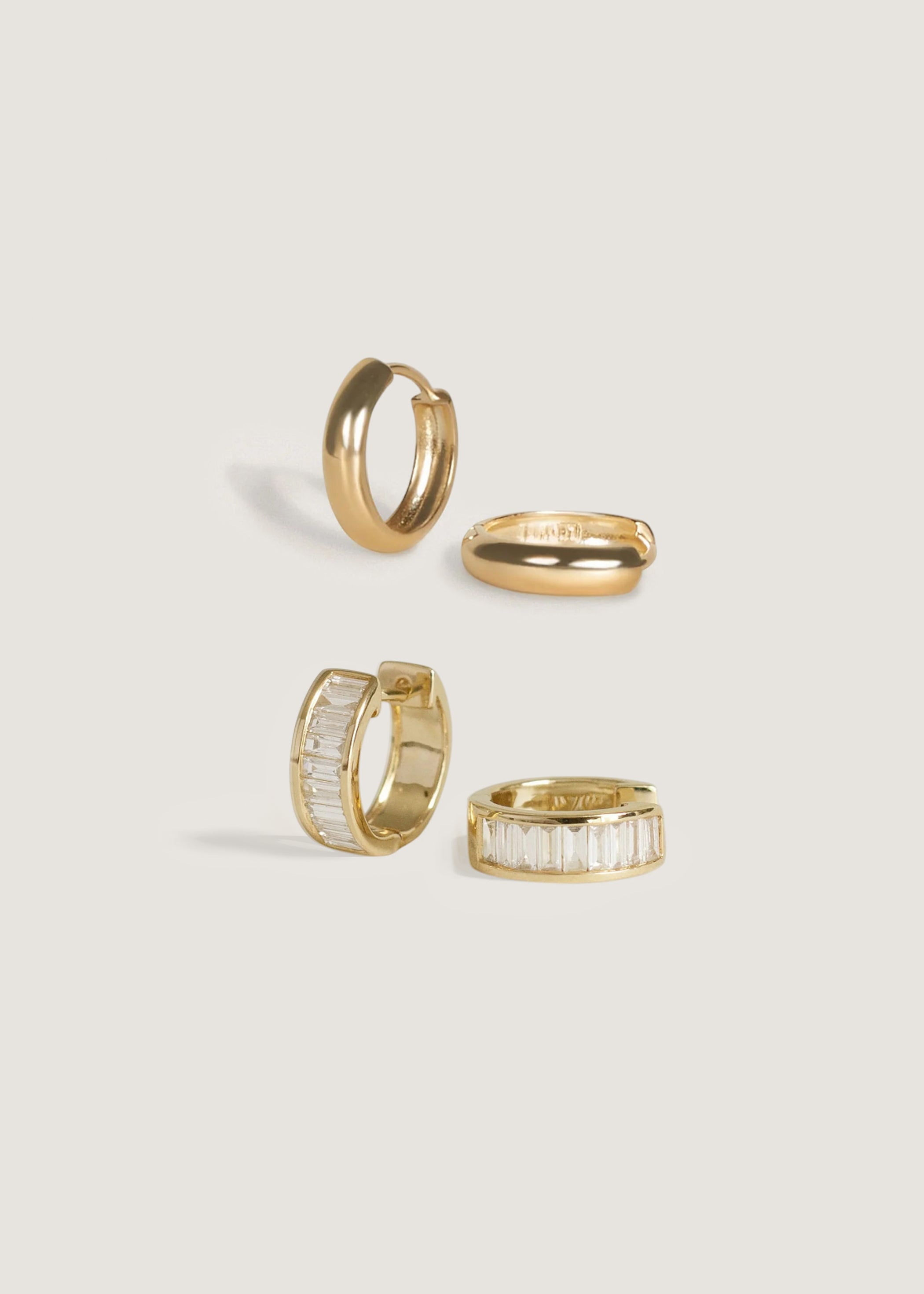 Bobbi Baguette Diamond & Classic Huggie Stack | Kinn Studio