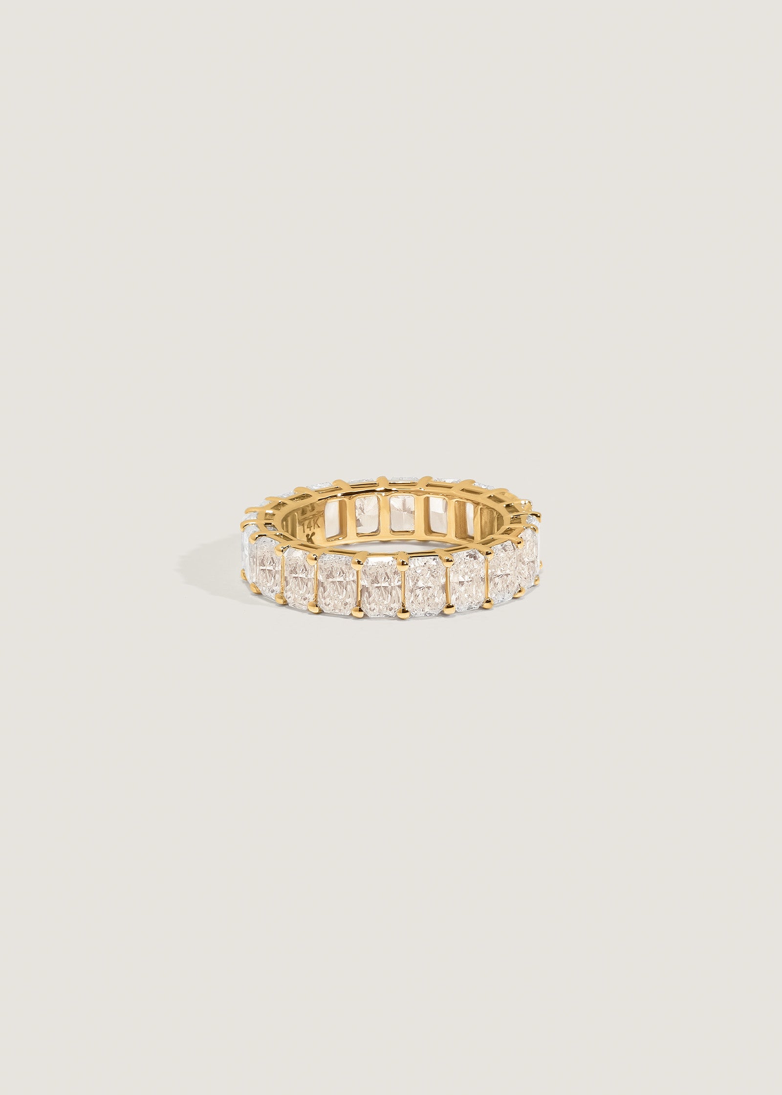 Audrey Radiant Cut Diamond Eternity Band Ring 14k Yellow Gold | Kinn Studio