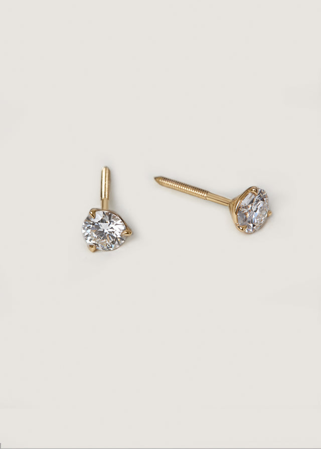 June Round Stud Earrings Diamond - Kinn