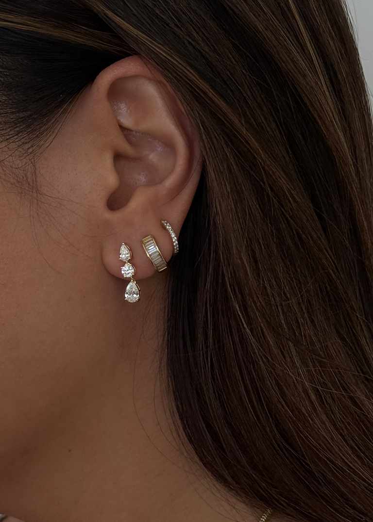 Third Time's a Charm Drop Earrings Pear 2.7ctw Diamond | Kinn Studio
