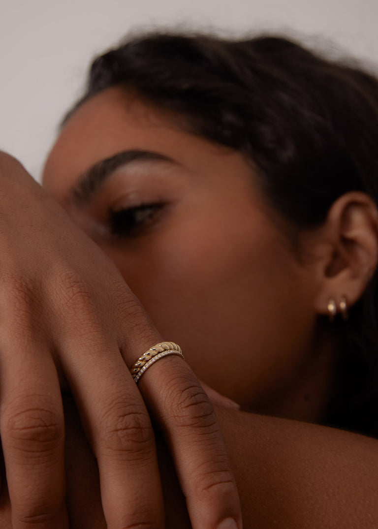 Claudine Twist & Dahlia Pavé Ring Stack - Kinn