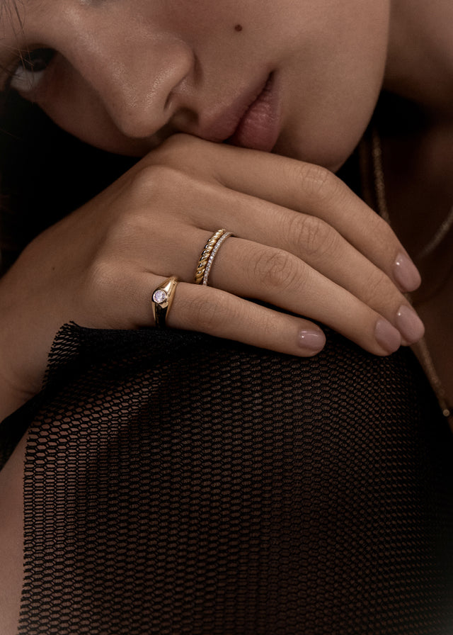 Claudine Twist & Dahlia Pavé Ring Stack - Kinn