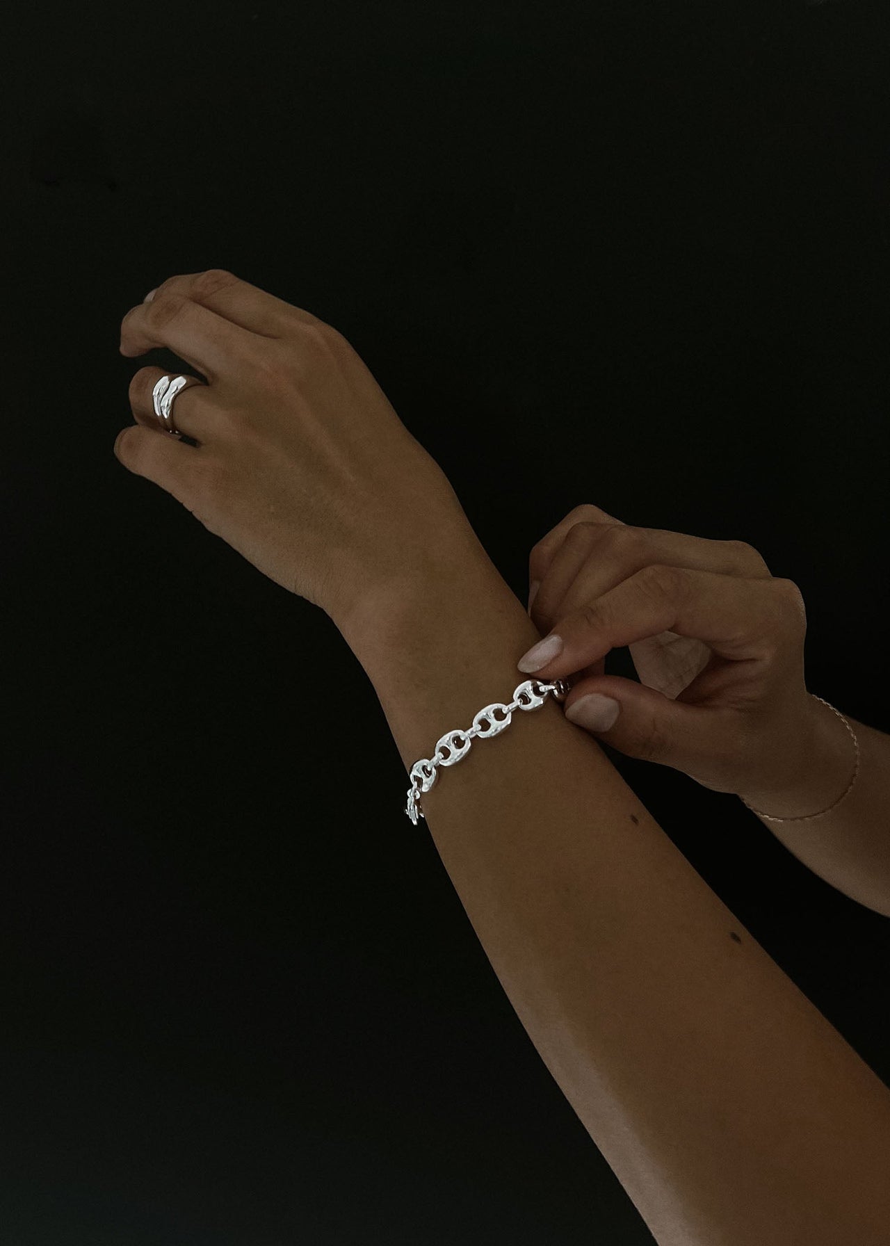 Puffed Mariner Chain Bracelet Silver - Kinn
