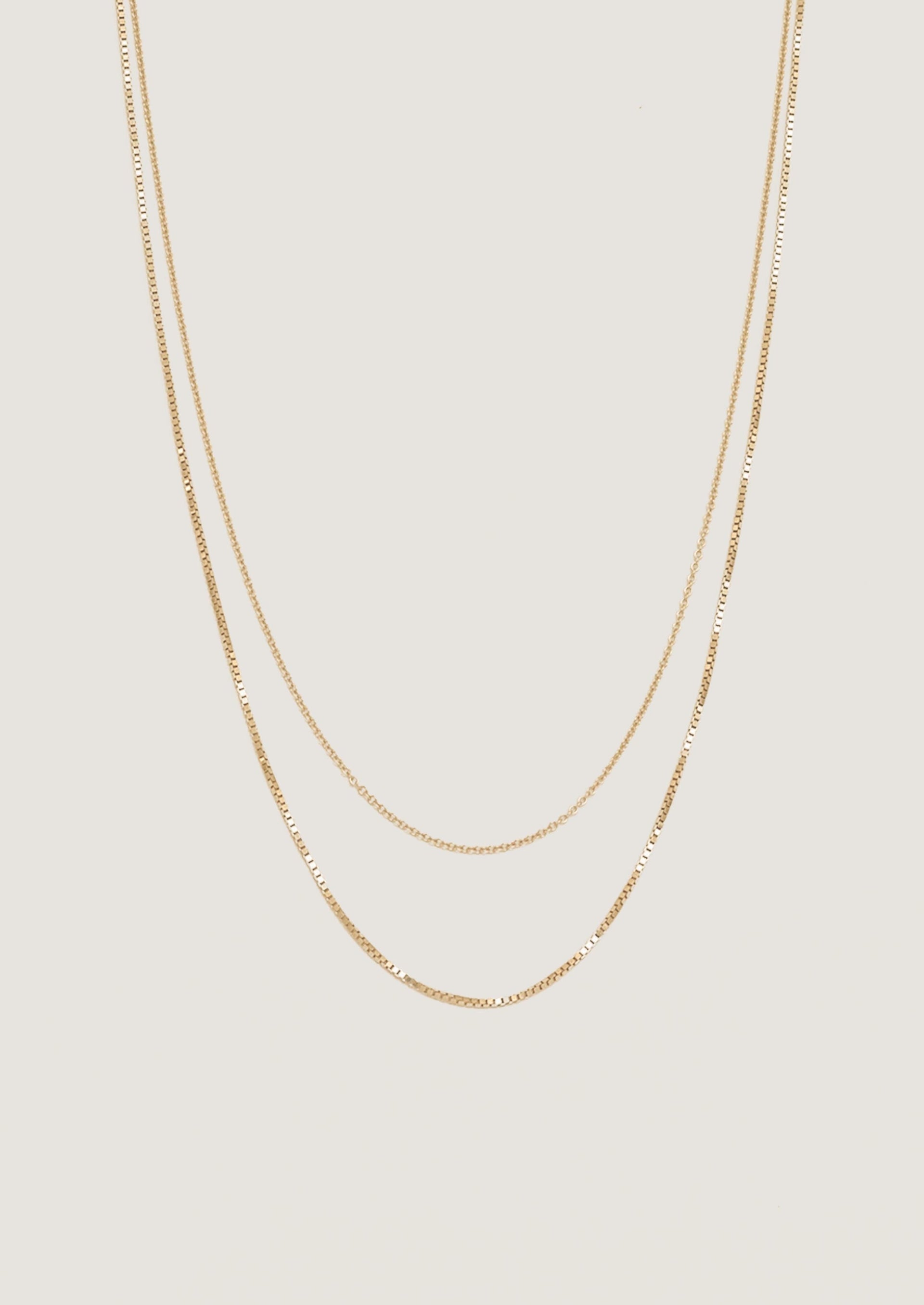 Micro Rolo & Box Chain Necklace Stack - Kinn