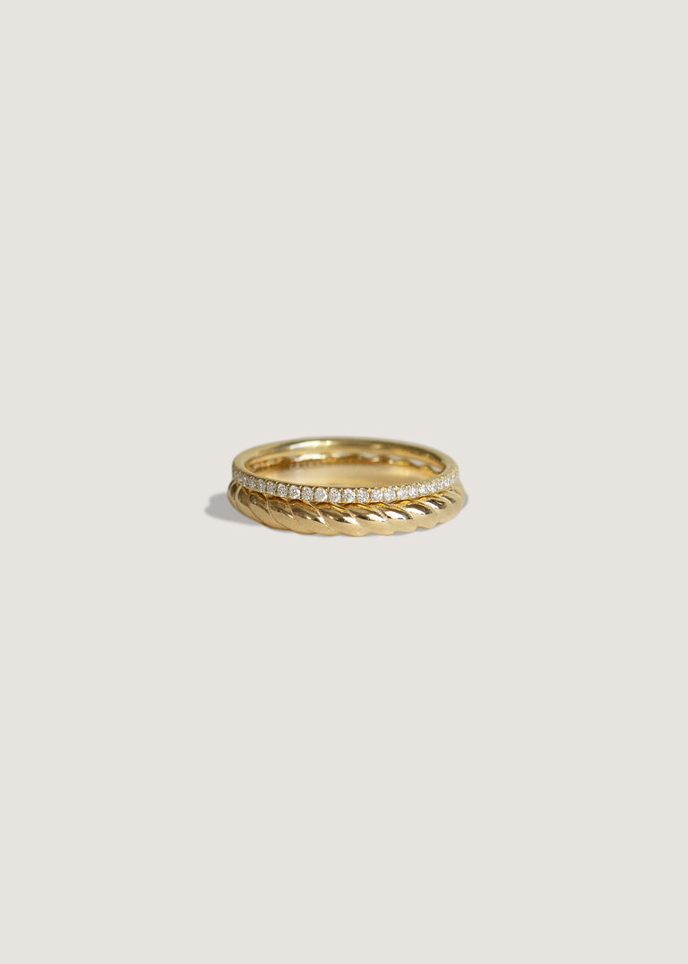 Claudine Twist & Dahlia Pavé Ring Stack - Kinn